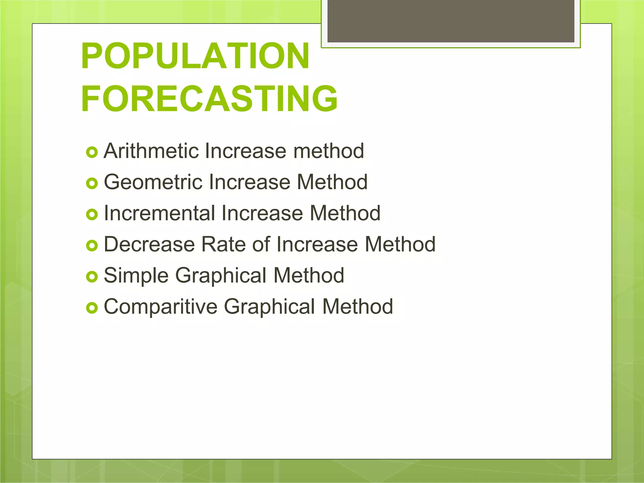 Water demand and population forcasting methods | PPTX