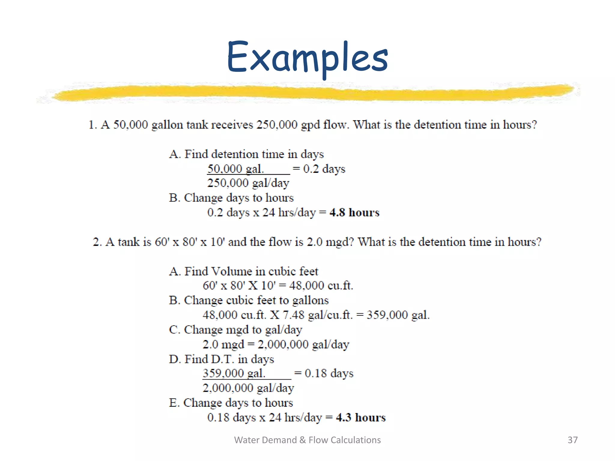 Water Demand & Flow Calculations | PPTX