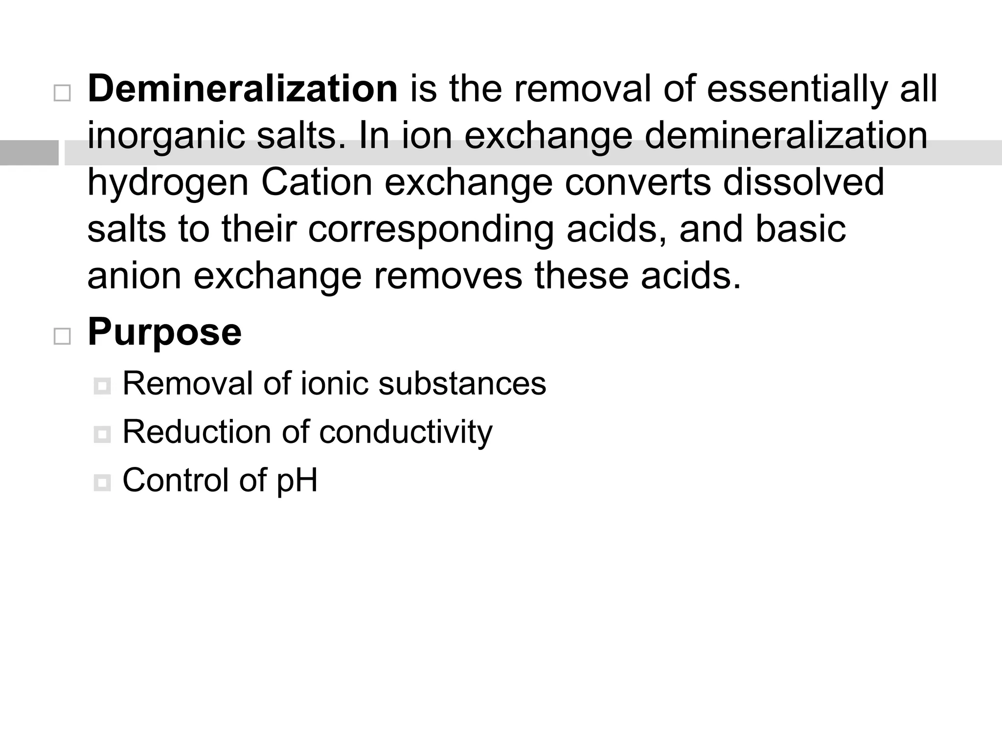 Water demineralization process | PPTX