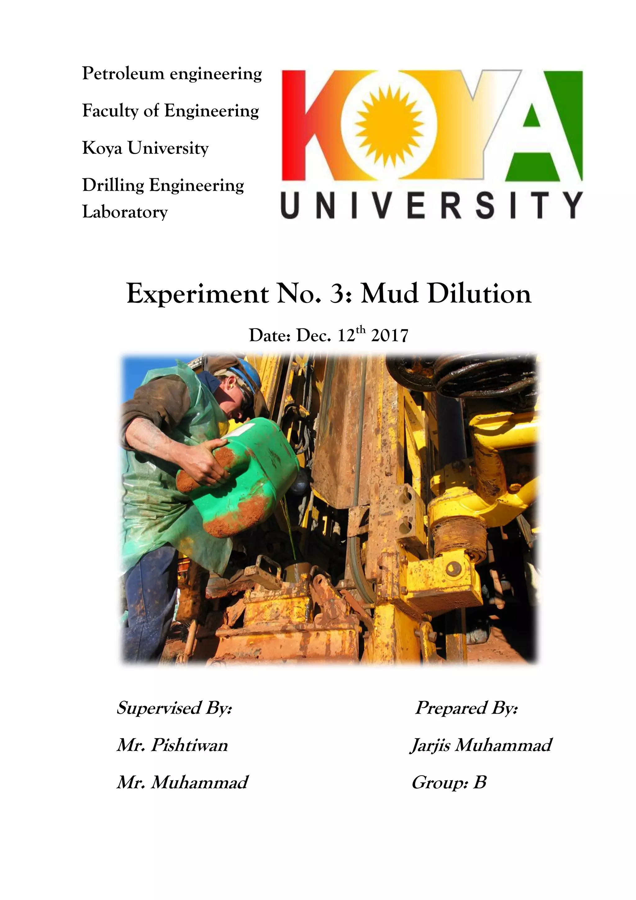 Mud Dilution, Drilling Engineering Lab. | PDF