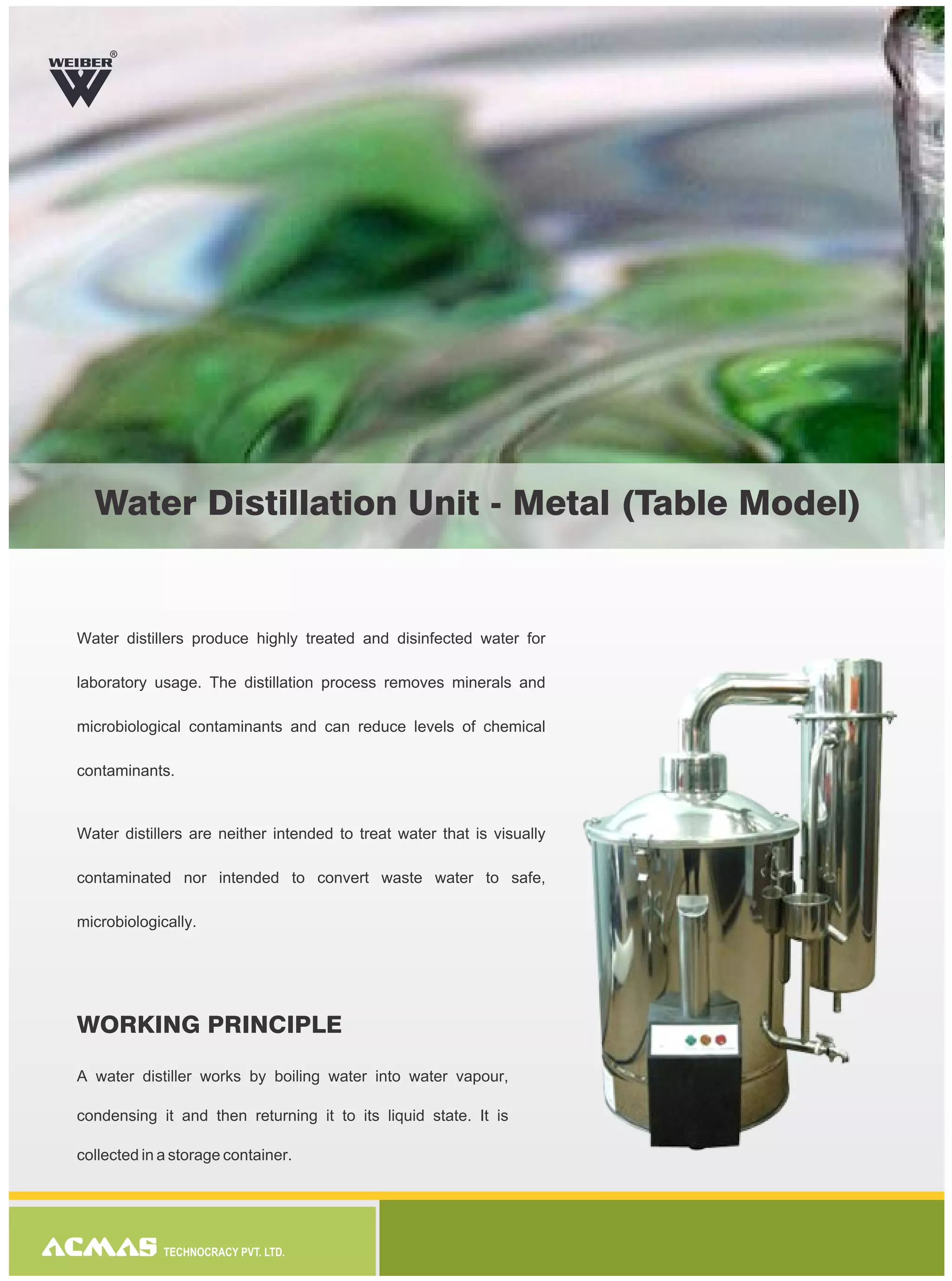 Water distillation unit metal (table model) | PDF