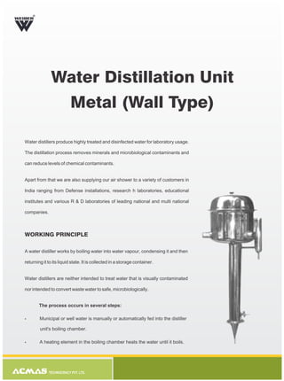 Water distillation unit metal (wall type) (acm-54091- w) | PDF