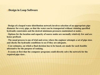 Water distribution network design and analysis | PPTX