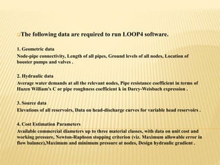 Water distribution network design and analysis | PPTX