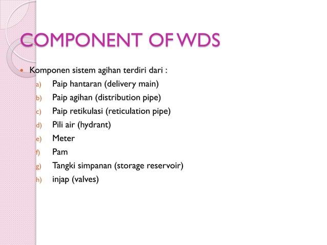 Water distribution system wds | PPTX