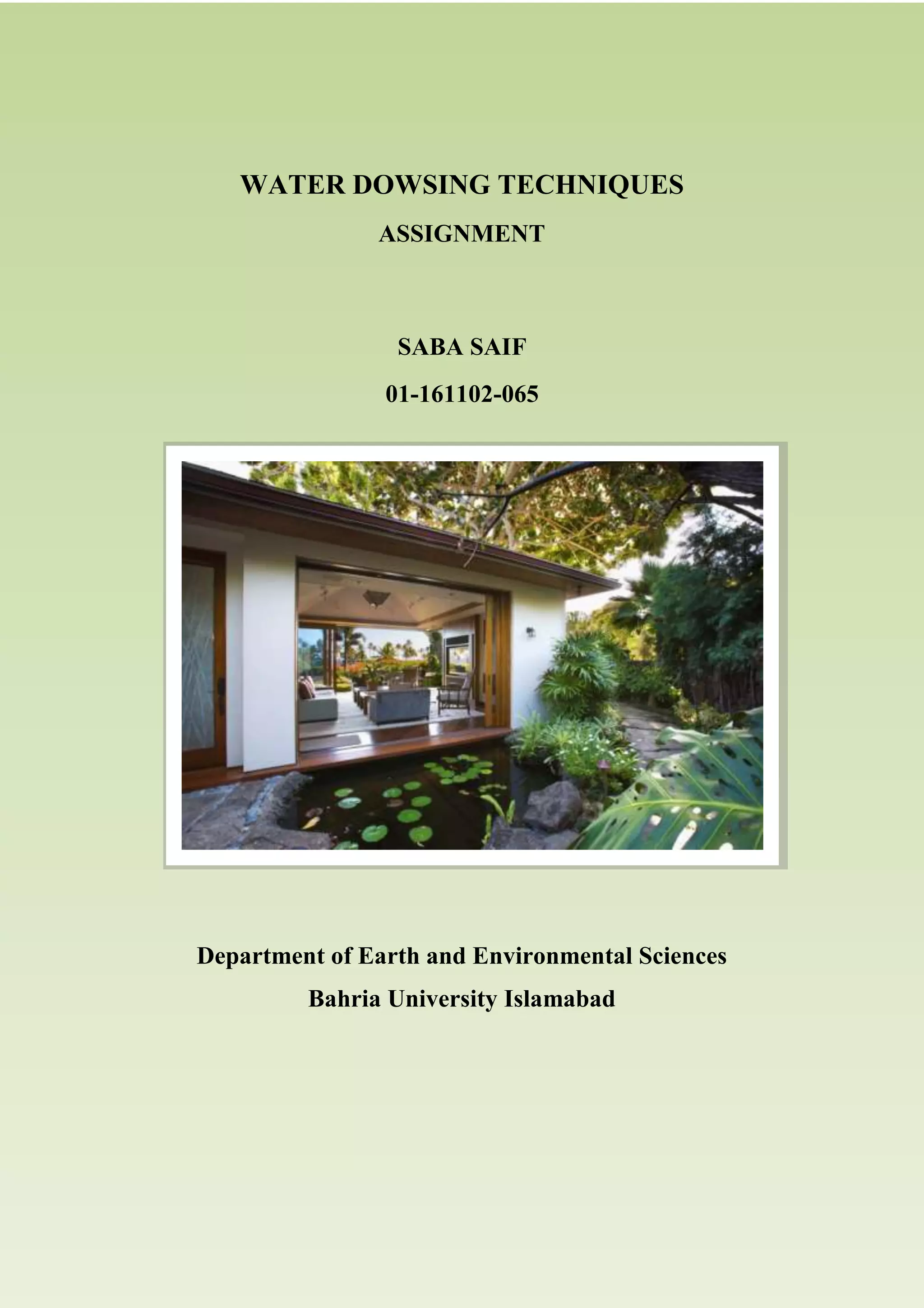 Water dowsing techniques. | DOCX