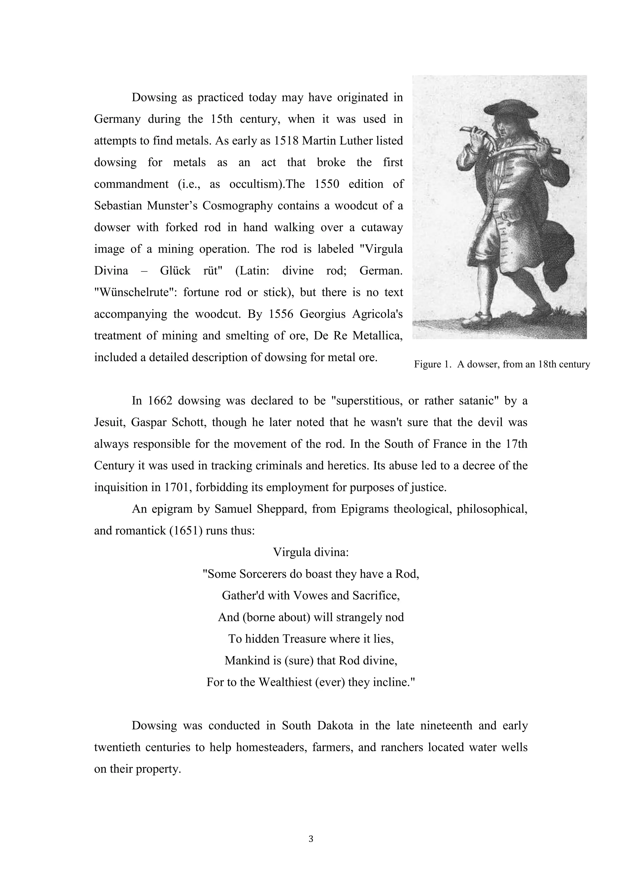 Water dowsing techniques. | DOCX