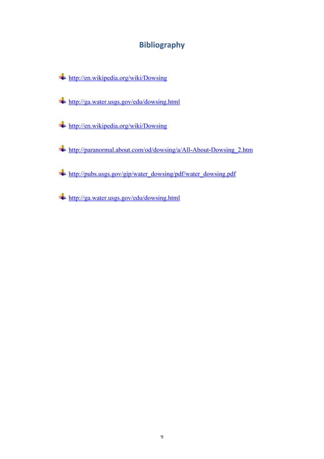 Water dowsing techniques. | DOCX