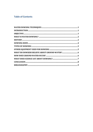 Water dowsing techniques. | DOCX