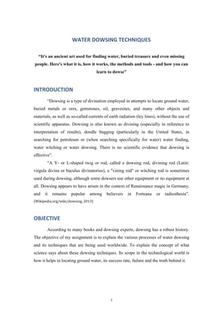 Water dowsing techniques. | DOCX