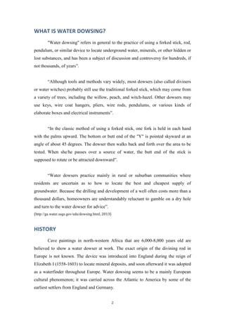 Water dowsing techniques. | DOCX