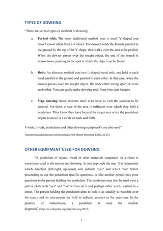 Water dowsing techniques. | DOCX