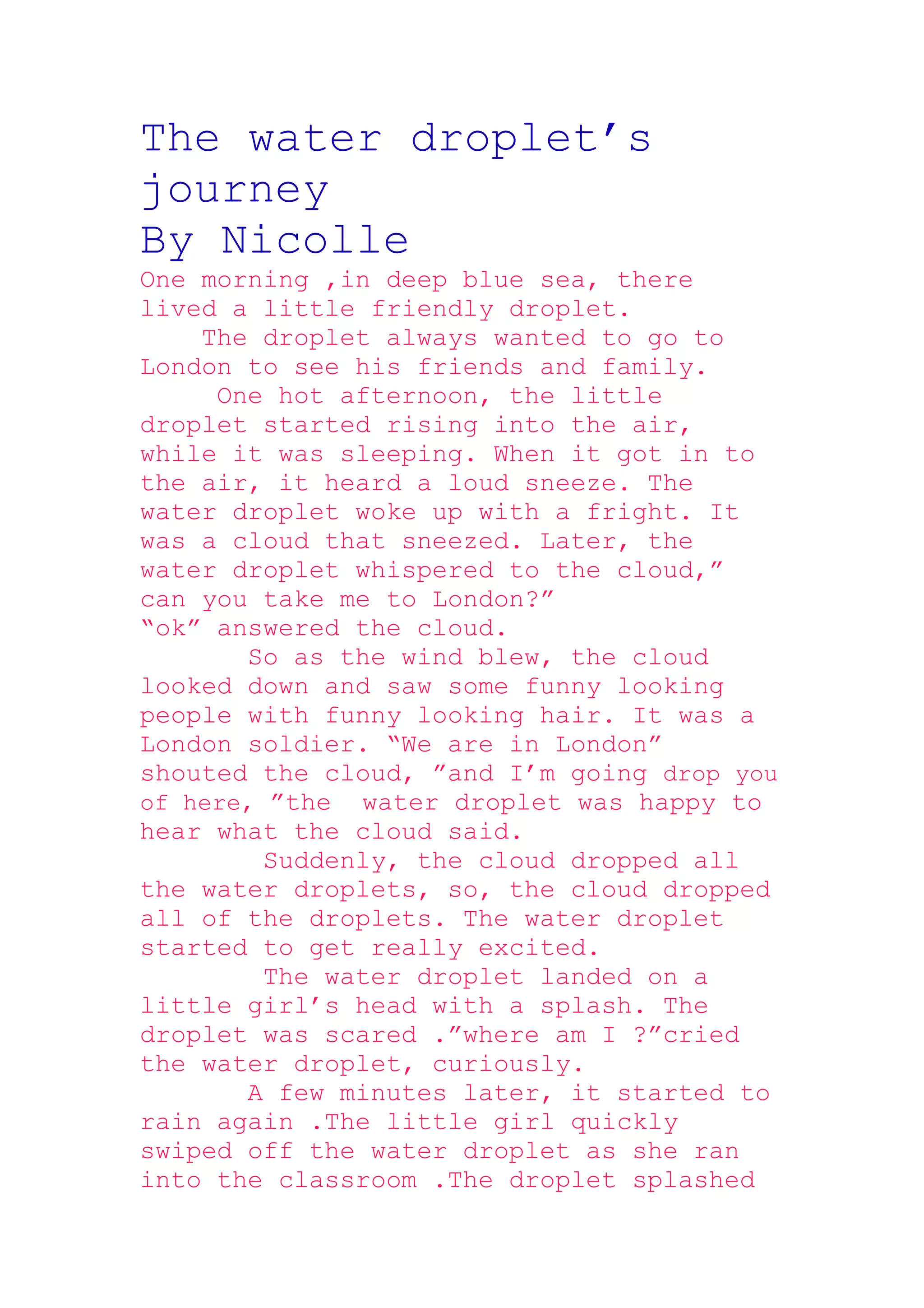 Water droplet stories | DOCX