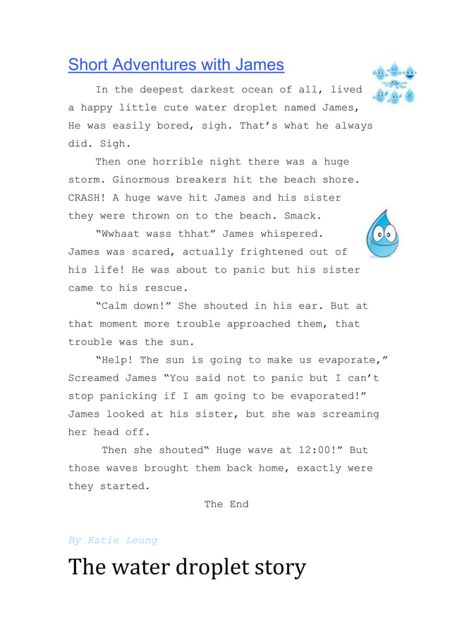 Water droplet stories | DOCX | Chemistry | Science