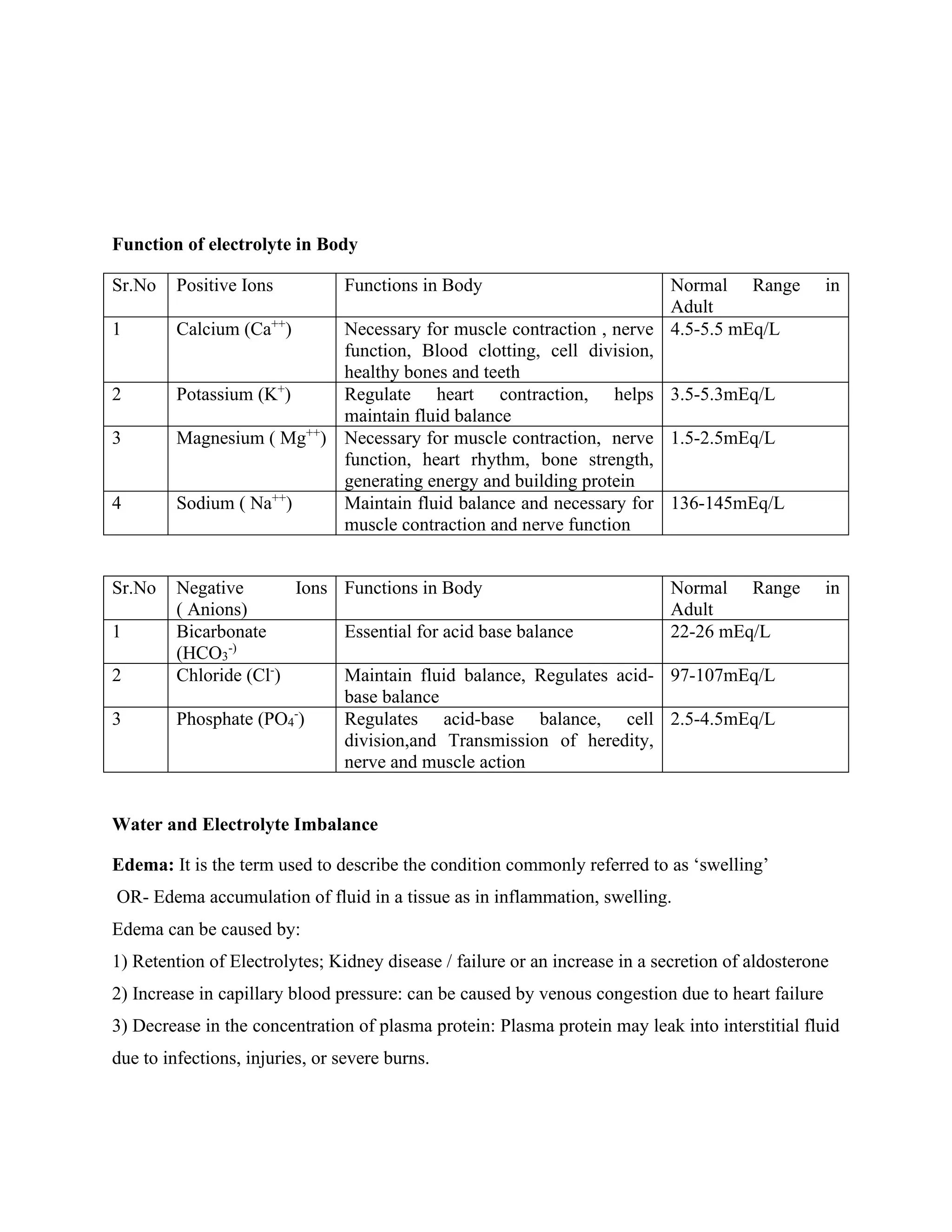 Water & Electrolyte Notes Biochemistry and Clinical Pathology | PDF ...
