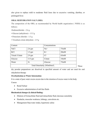 Water & Electrolyte Notes Biochemistry and Clinical Pathology | PDF