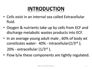 water electrolyte balance , homeostasis ppt | PPTX