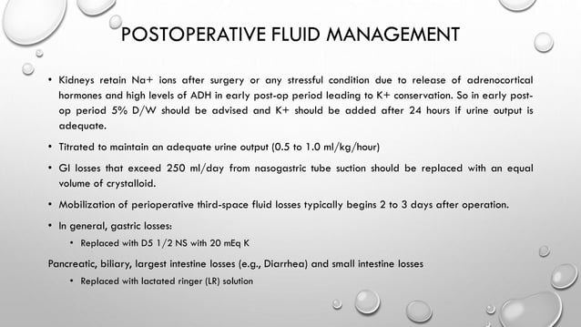 Water and Electrolyte balance in surgical patients | PPT