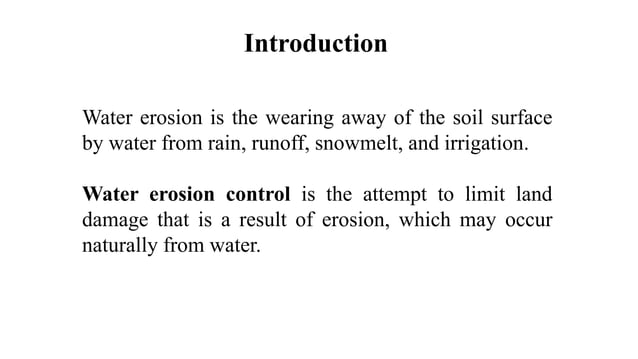 Water erosion control measures | PPT | Agriculture | Industries