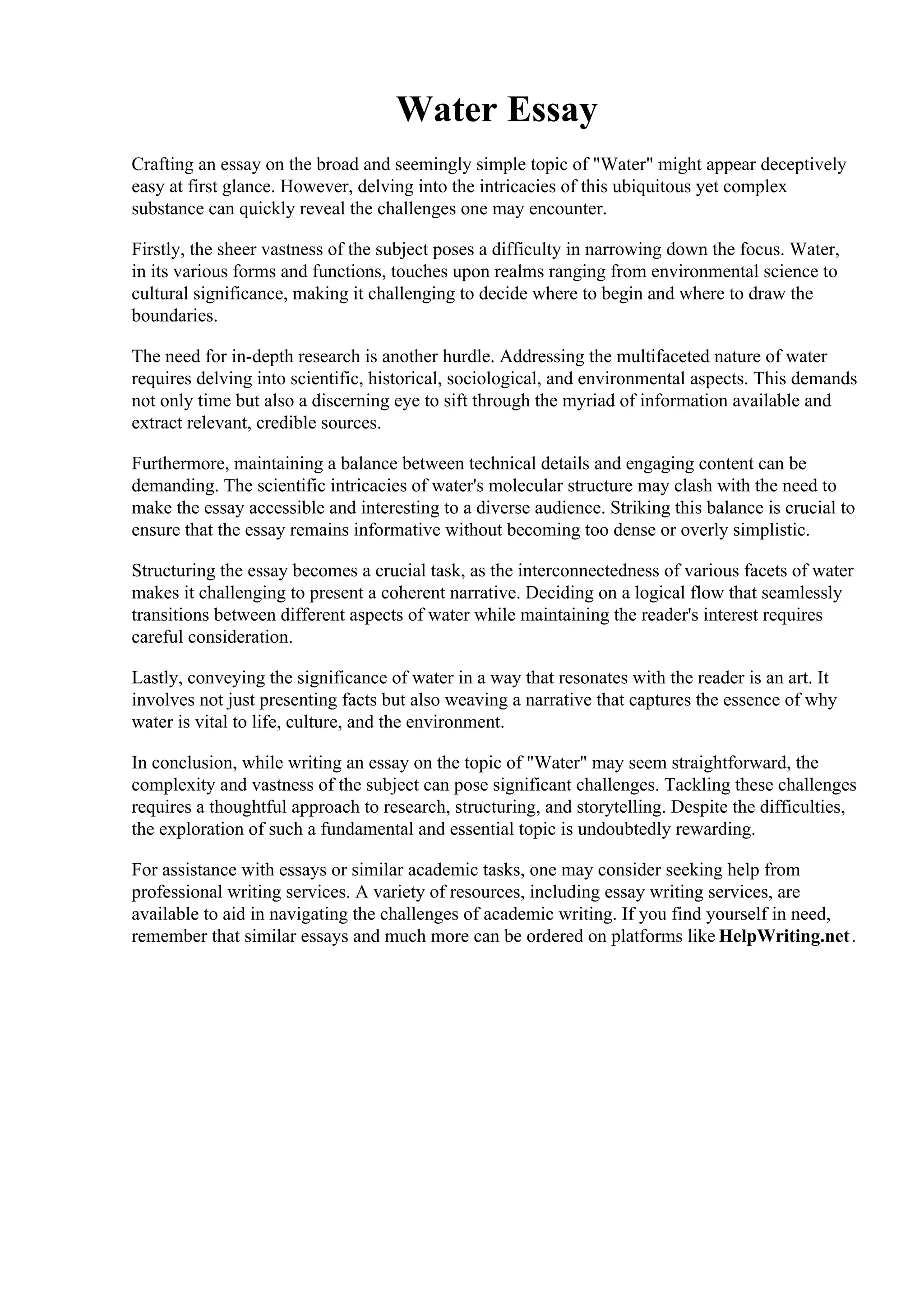 Water Essay | PDF