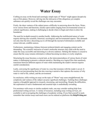Water Essay | PDF
