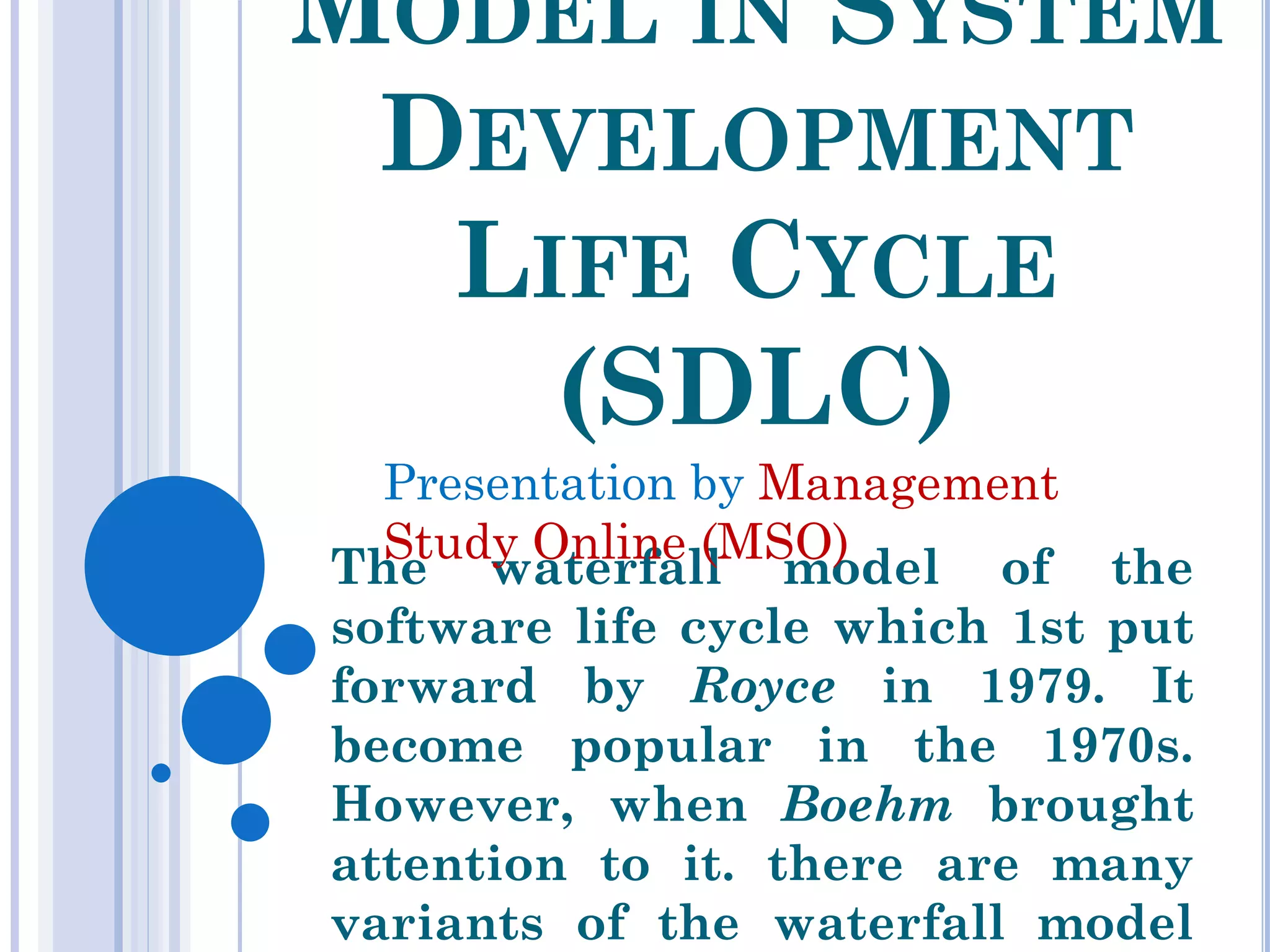 Waterfall model in system development life cycle | PPT