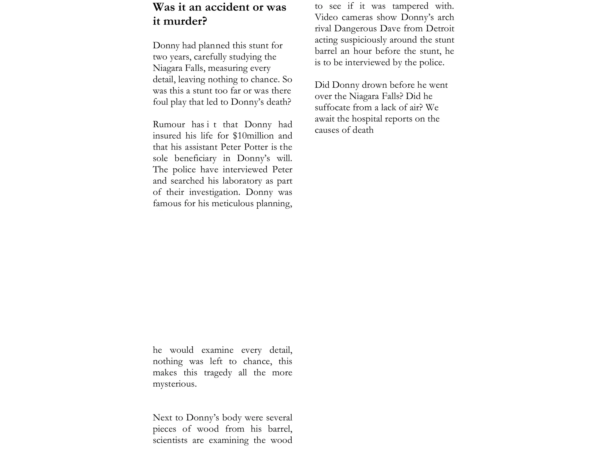 Waterfalls Mystery - student and teacher sheets | PPT