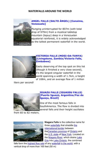 Waterfalls around the world | PDF