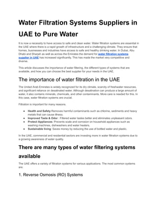 Water Filtration System Suppliers in UAE for Pure Water.pdf