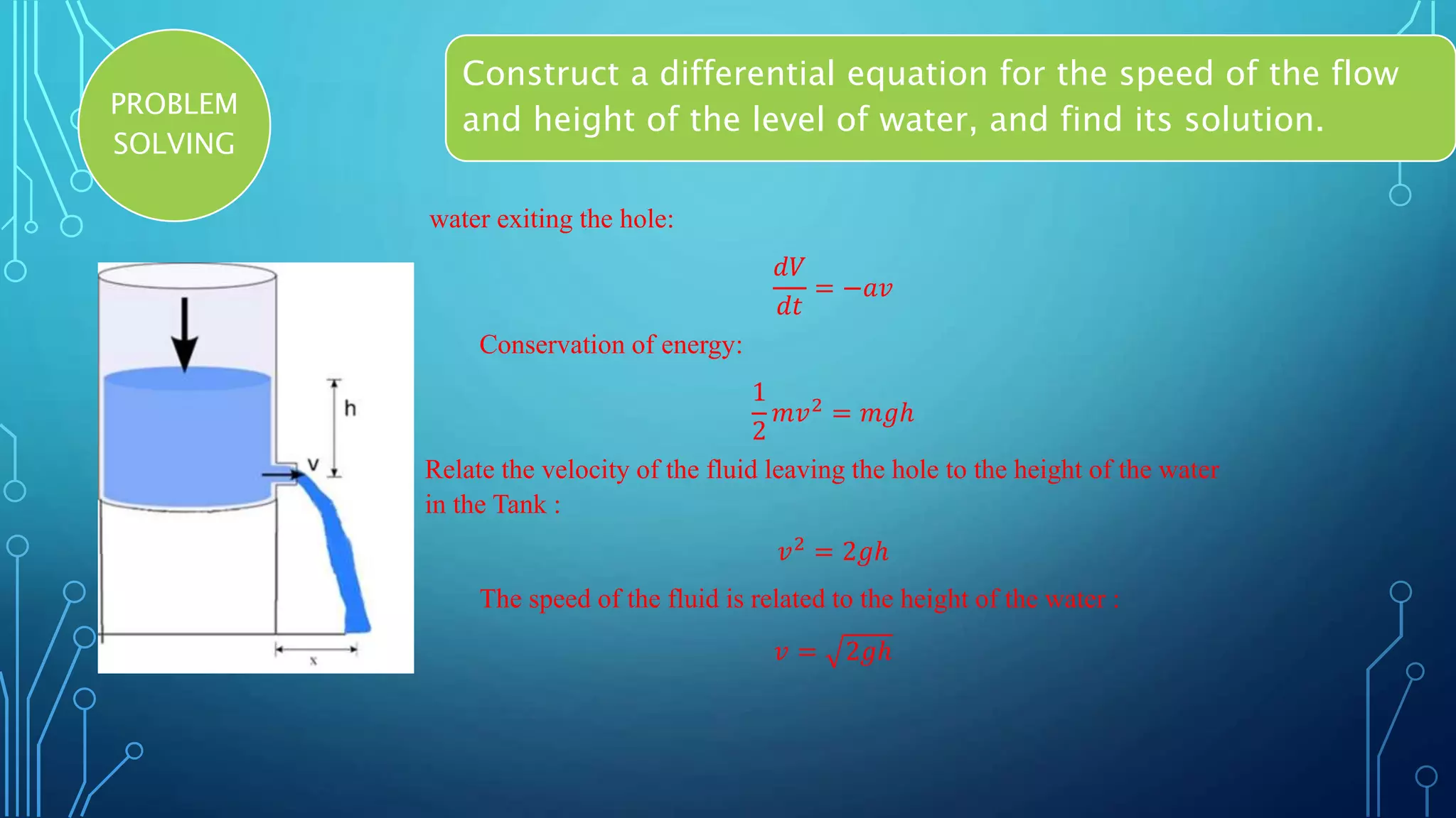 Water flow from plastic bottles through pin hole t, engineering math 2 ...