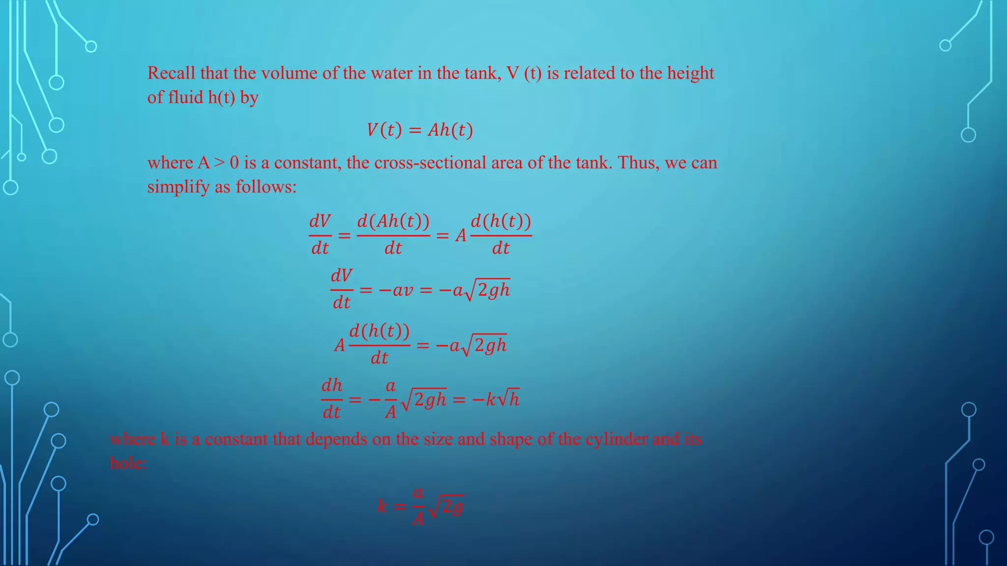 Water flow from plastic bottles through pin hole t, engineering math 2 ...