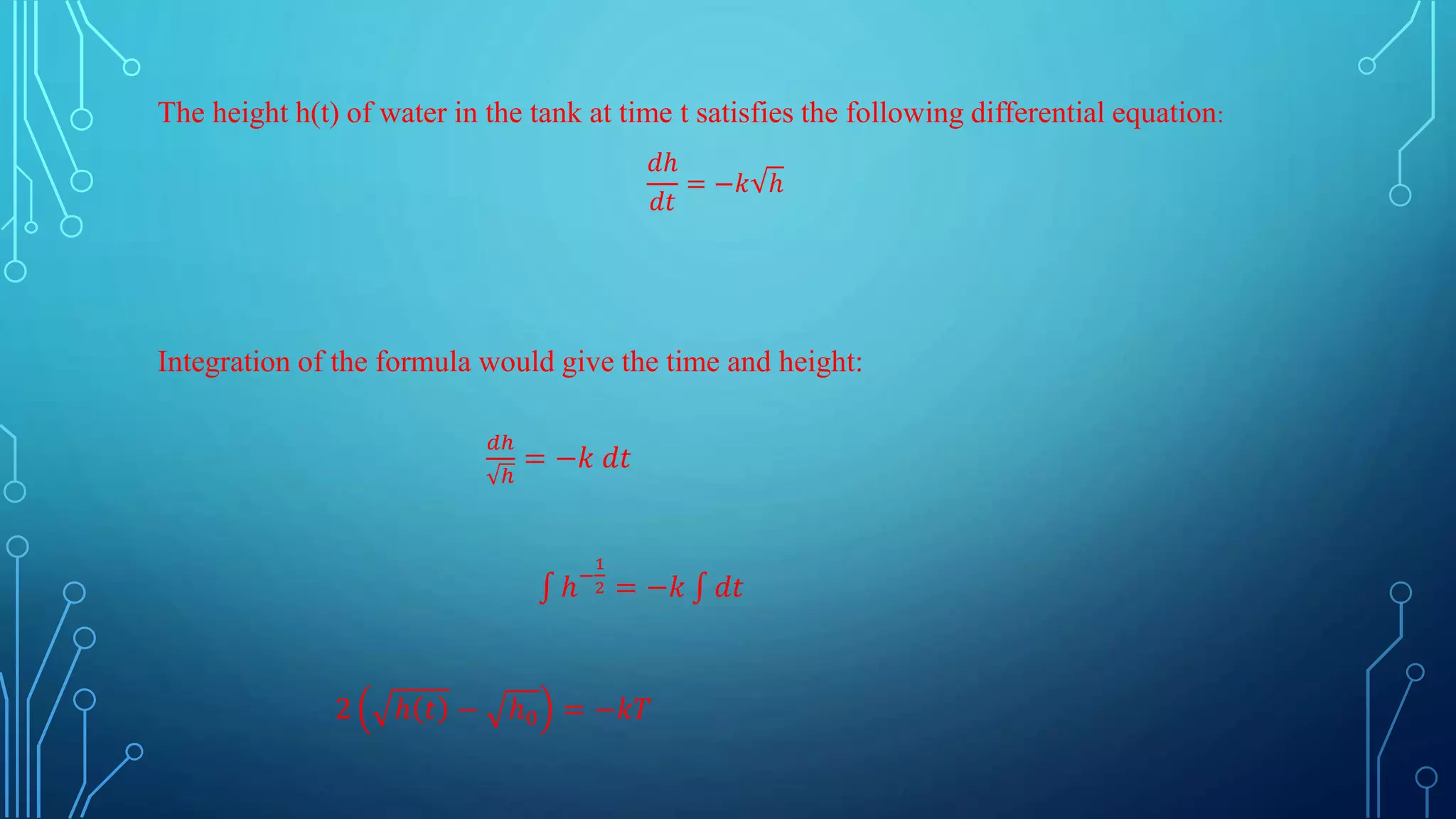 Water flow from plastic bottles through pin hole t, engineering math 2 ...