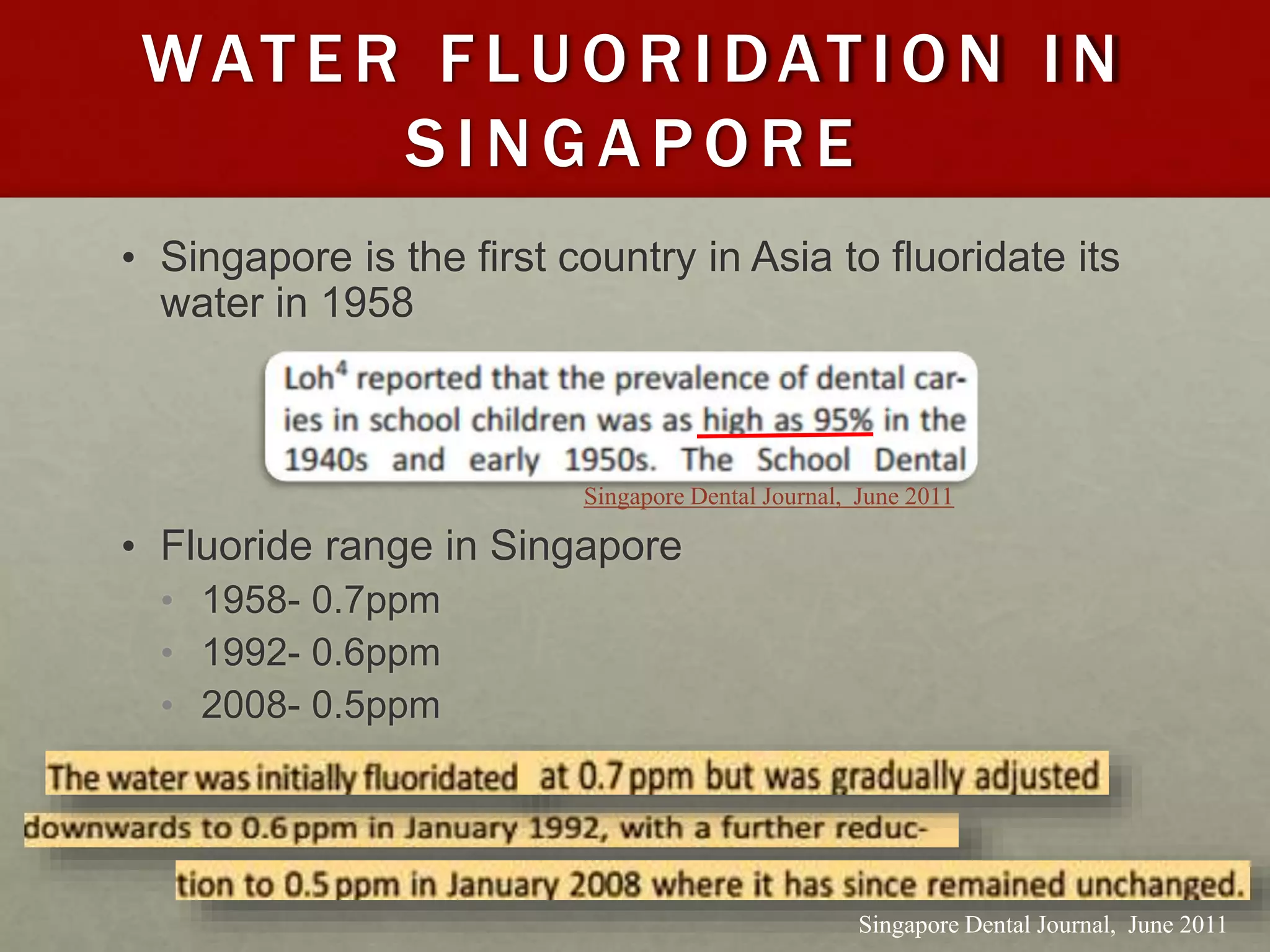 Water fluoridation in singapore | PPTX