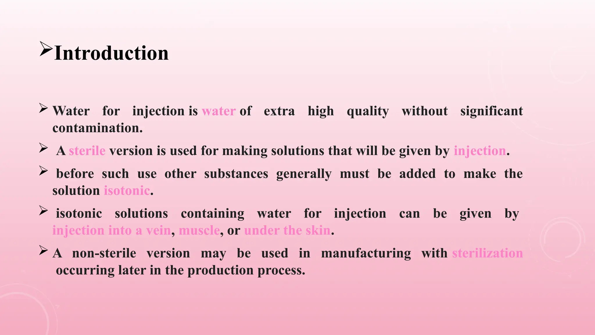 water for injection WFI - ppt Quality standards | PPTX