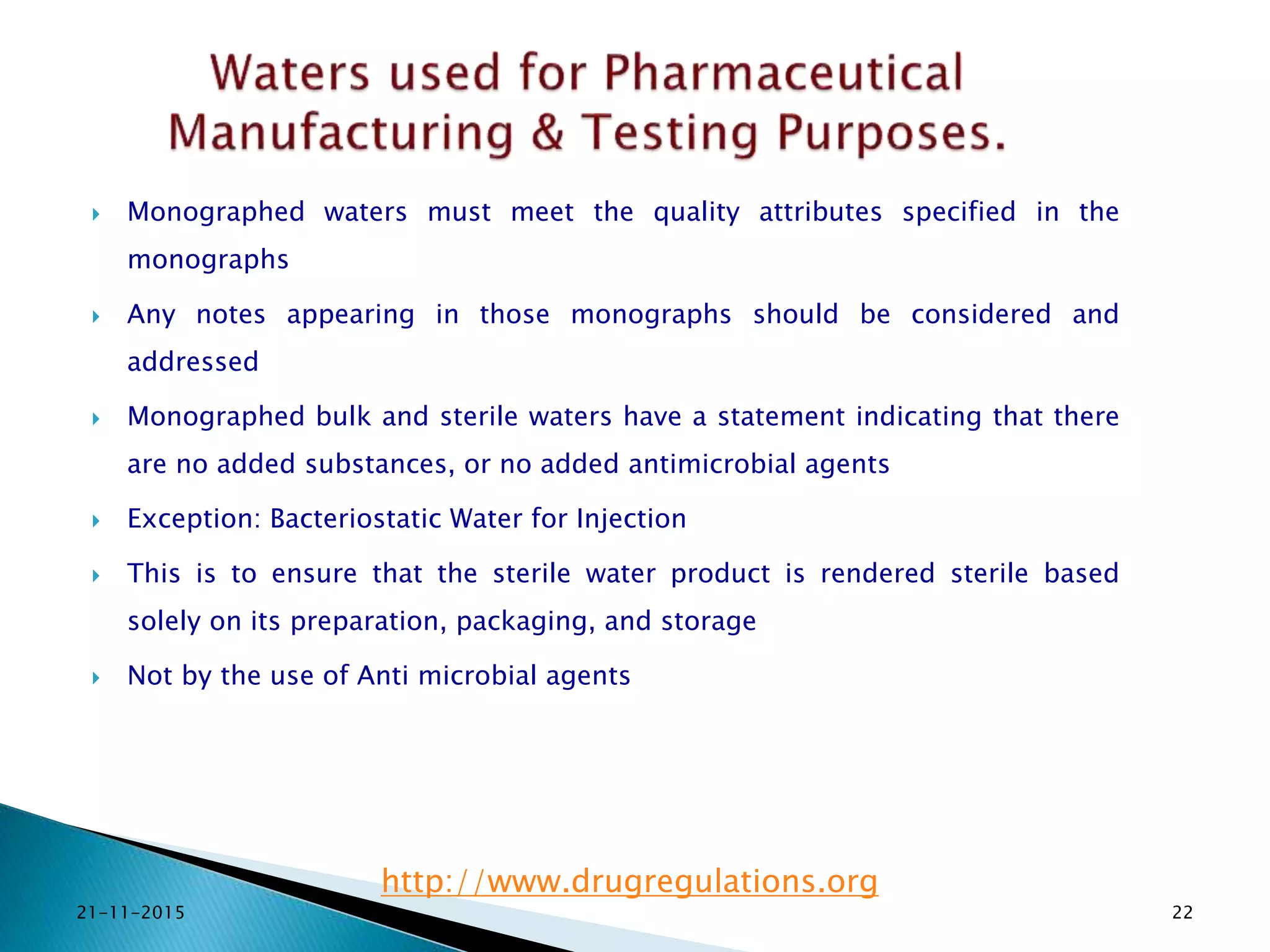 Water for Pharmaceutical Purposes - New USP Requriements | PPTX ...