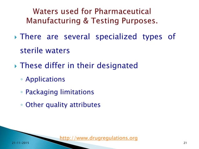 Water for Pharmaceutical Purposes - New USP Requriements | PPTX ...