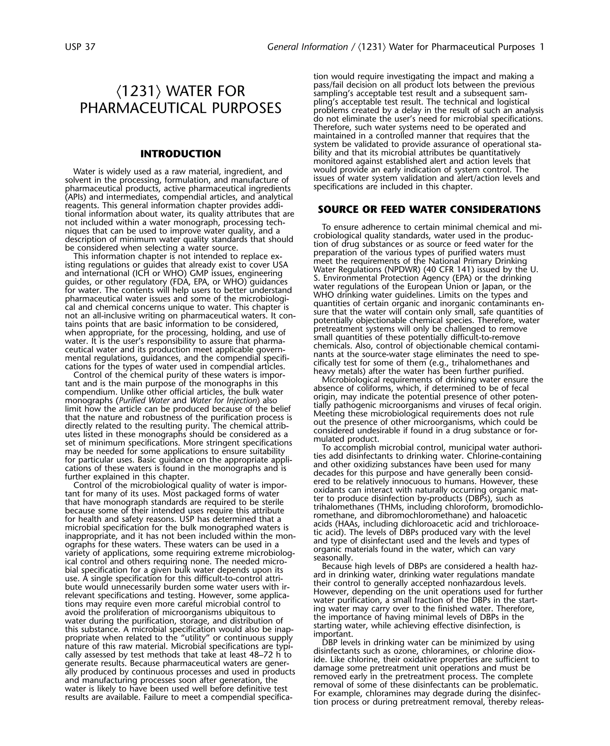 Water for pharmaceutical usage | PDF