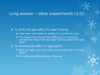 Why and how hot water freezes faster than cold water | PDF