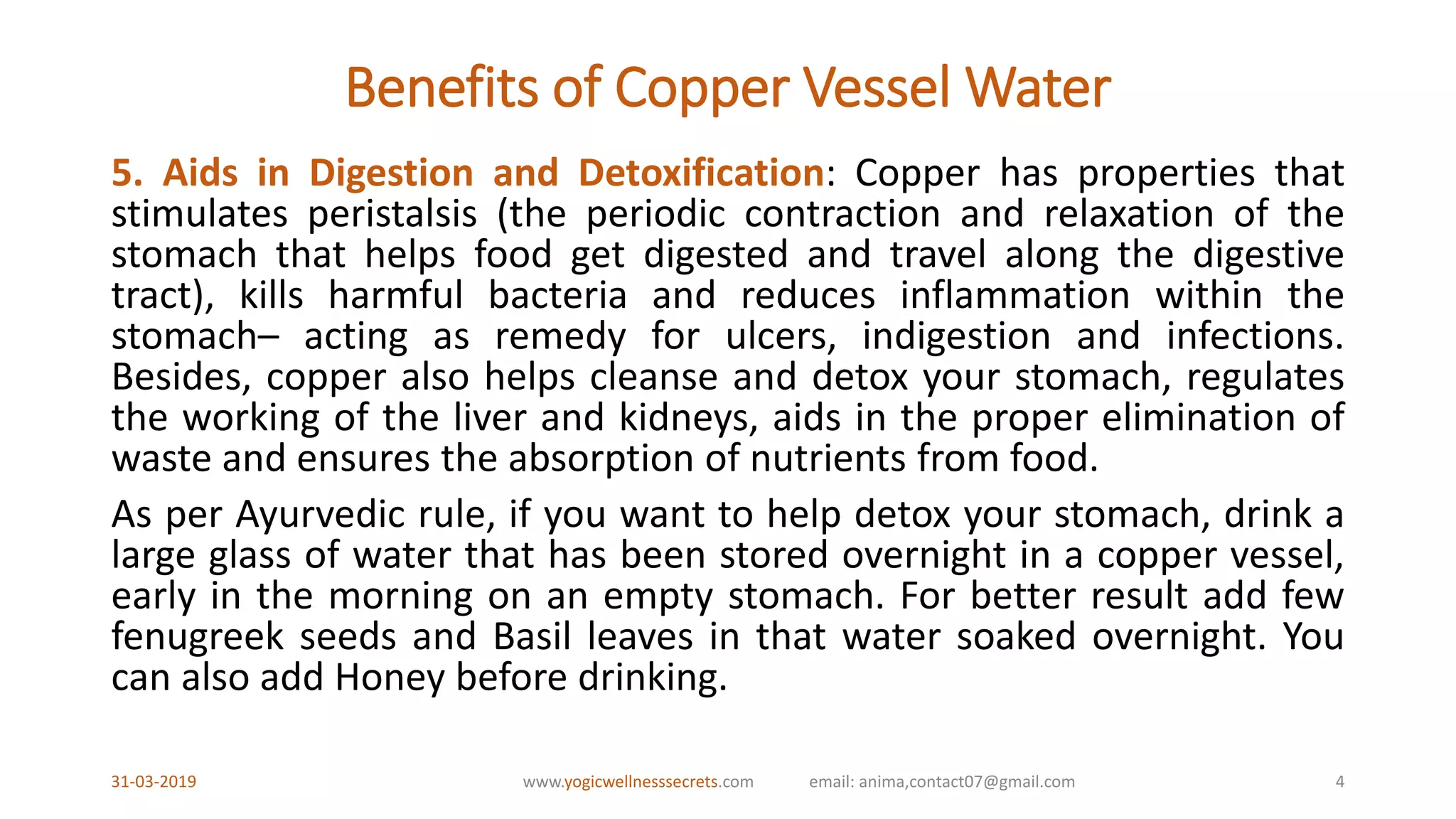 Water from copper vessels | PPTX