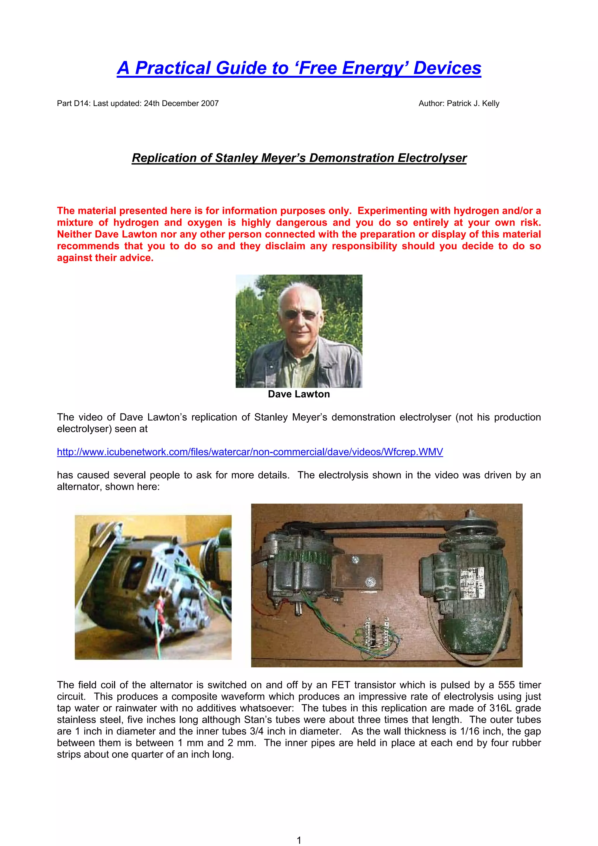 Water fuel cell d14 - updated 24th dec 2008 (ravi dave hho browns gas ...