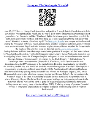 Watergate Scandal Essay | PDF