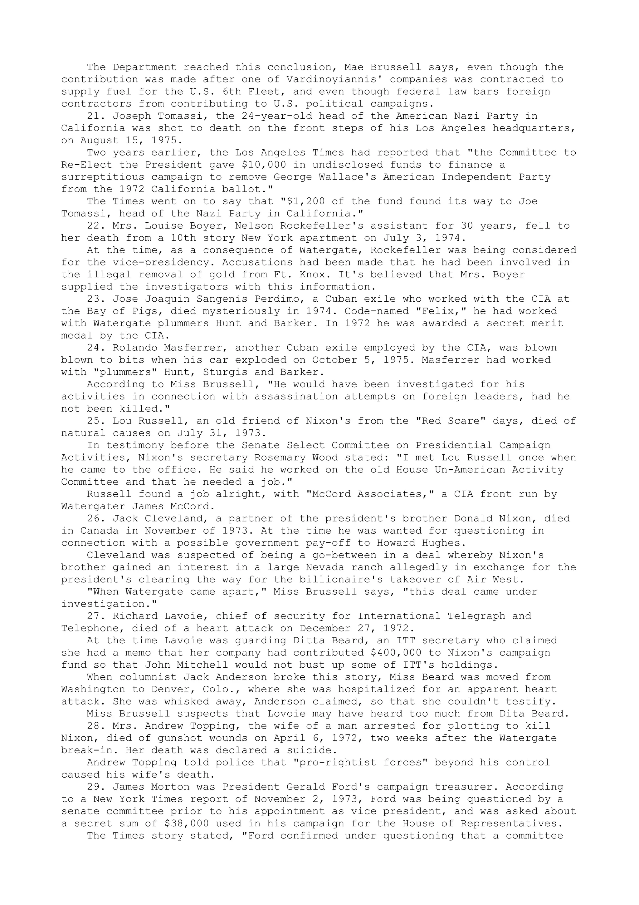 Watergate witnesses dead | TXT