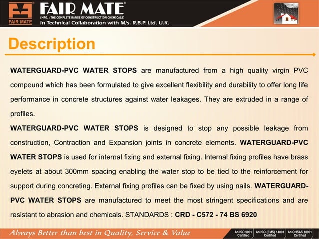 Waterguard pvc water stop | PPT