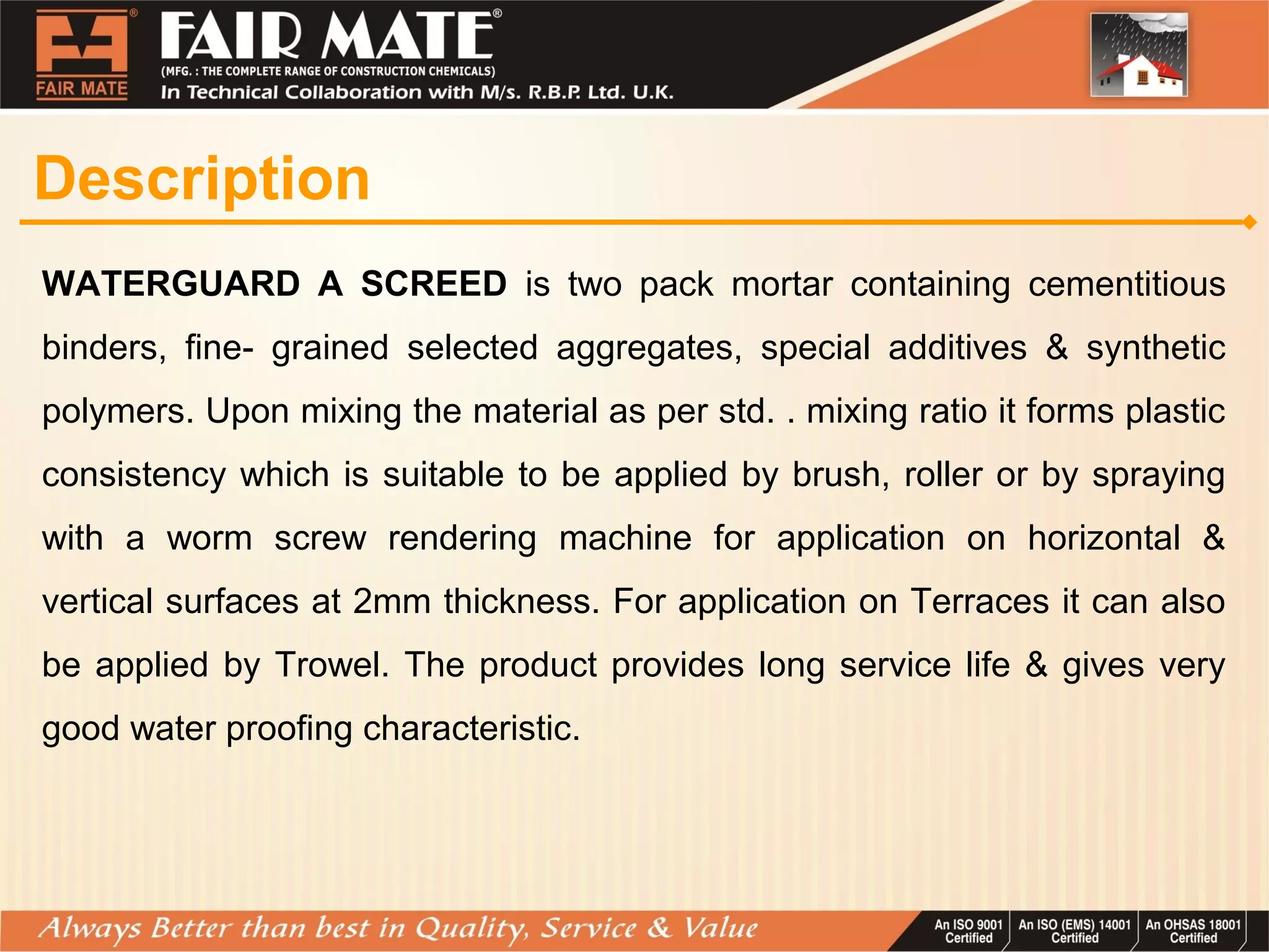Waterguard a screed | PPT