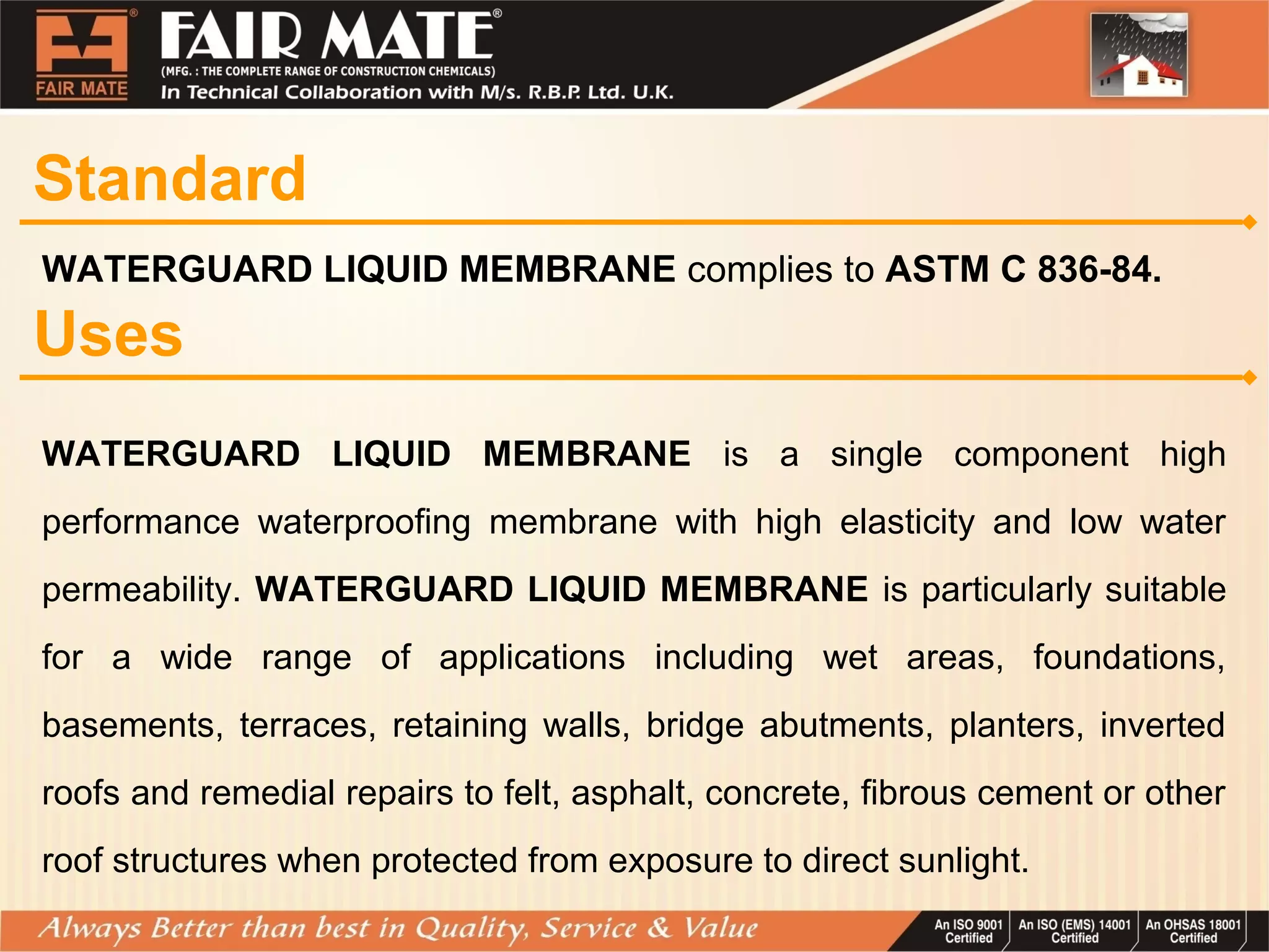 Waterguard liquid membrane | PPT