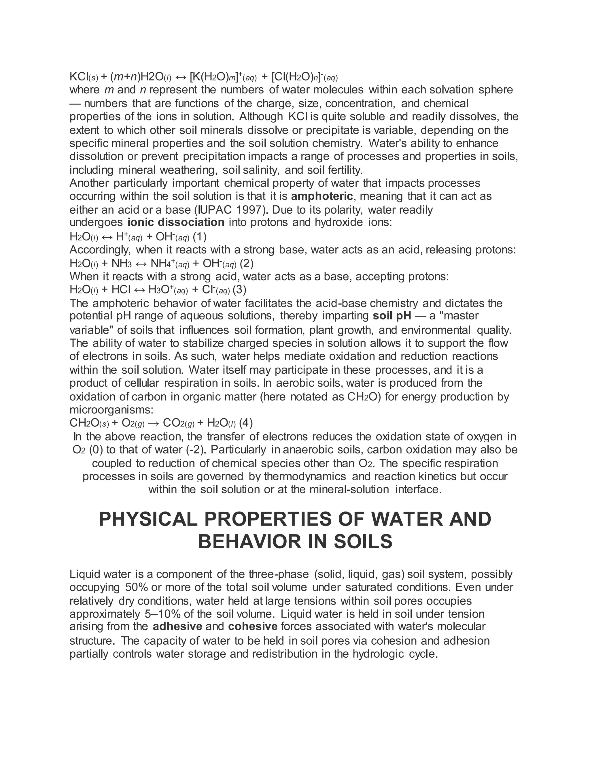 Water influences different behaviours of soil | DOCX