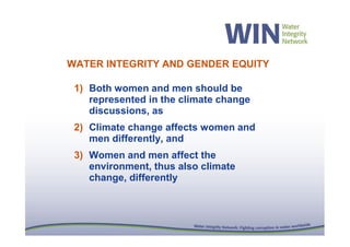 Water Integrity, Gender Equity and Climate Change | PPT