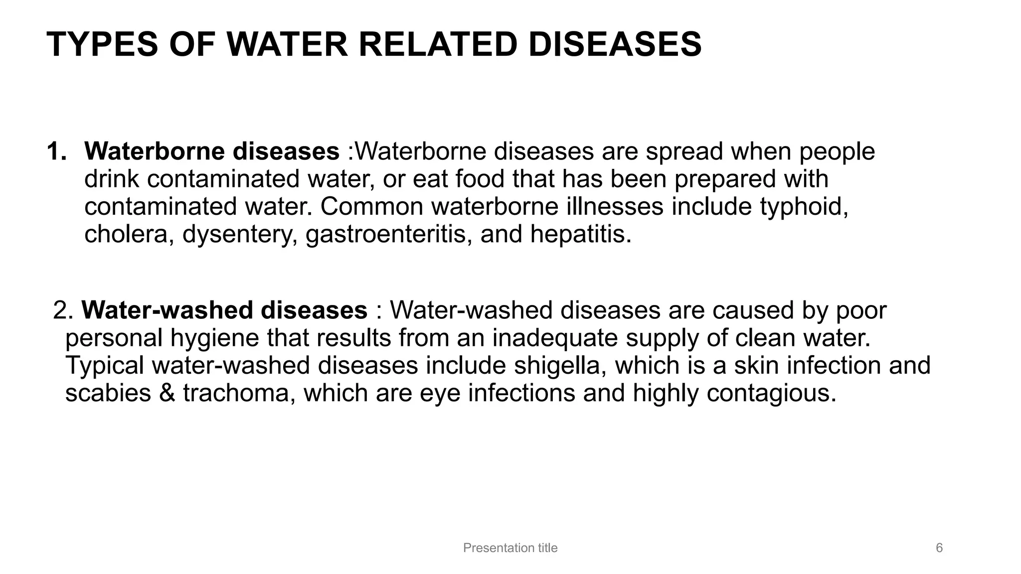 Waterborne disease with symptoms and prevention | PPTX