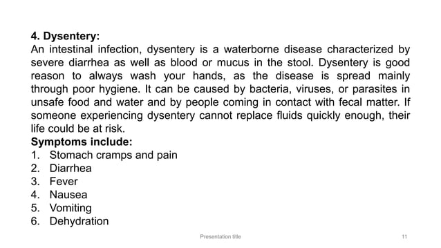 Waterborne disease with symptoms and prevention | PPTX