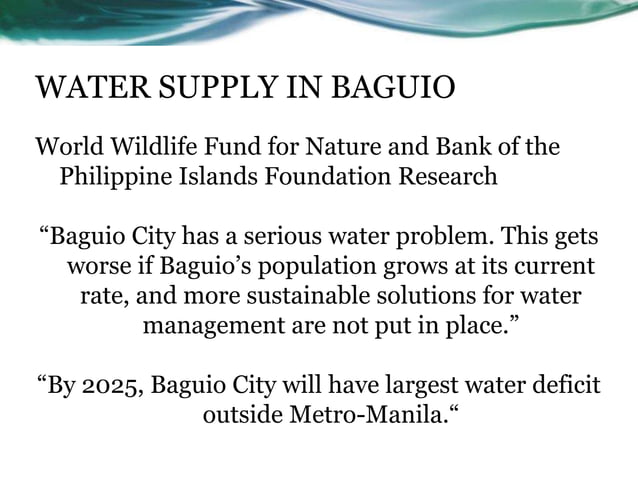 Water is Wealth - Solving Baguio City's Water Crisis | PPT